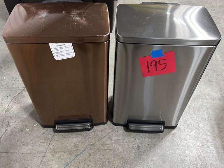 AS IS - (2) TRAMONTINA STEP ON TRASH CANS (STAINLESS & COPPER) - Earl's ...