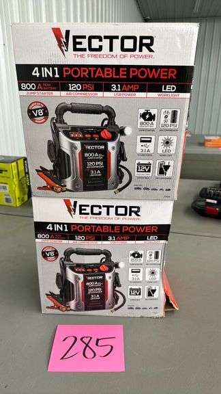 (2) VECTOR PORTABLE POWER STATIONS IN BOXES - Earl's Auction Company