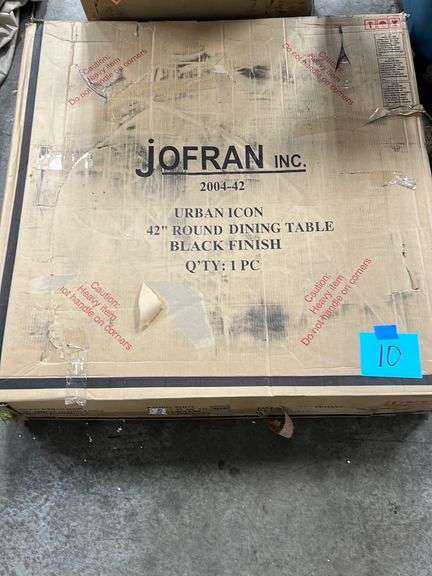 JOFRAN 42" ROUND DINING TABLE IN BOX - BLACK - Earl's Auction Company