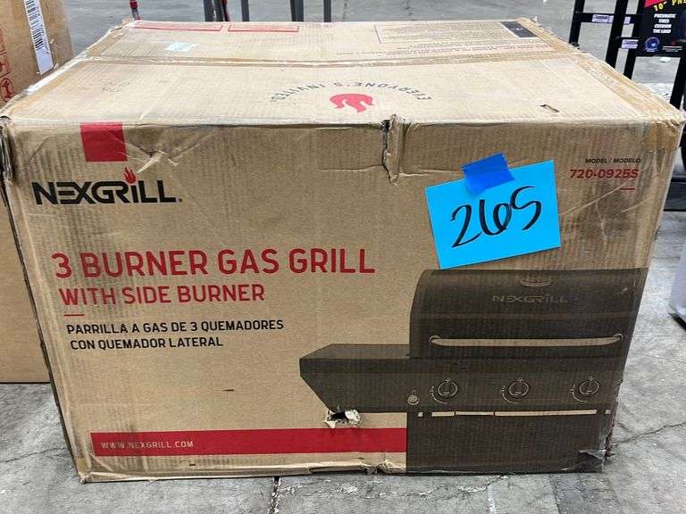 NEXGRILL 3 BURNER GAS GRILL W/ SIDE BURNER IN BOX - Earl's Auction Company
