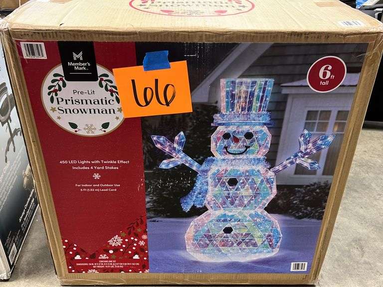 PRE LIT PRISMATIC SNOWMAN IN BOX - Earl's Auction Company