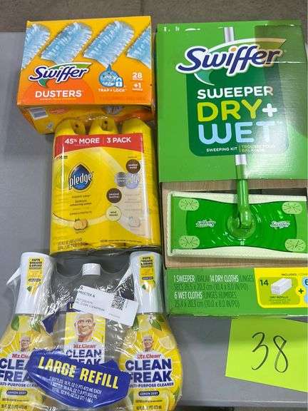MISC CLEANING LOT - SWIFFER SWEEPER, SWIFFER DUSTER, PLEDGE, & MR CLEAN ...