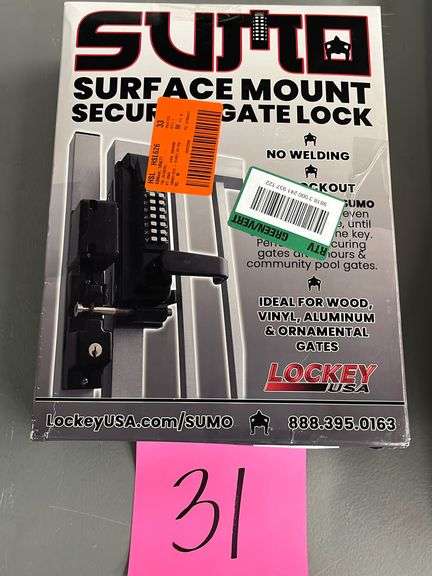SUMO SURFACE MOUNT SECURE GATE LOCK IN BOX - Earl's Auction Company