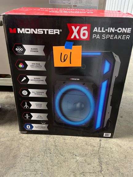 MONSTER X6 ALL IN ONE PA SPEAKER IN BOX - Earl's Auction Company
