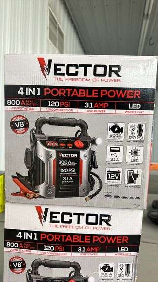 (2) VECTOR PORTABLE POWER STATIONS IN BOXES - Earl's Auction Company