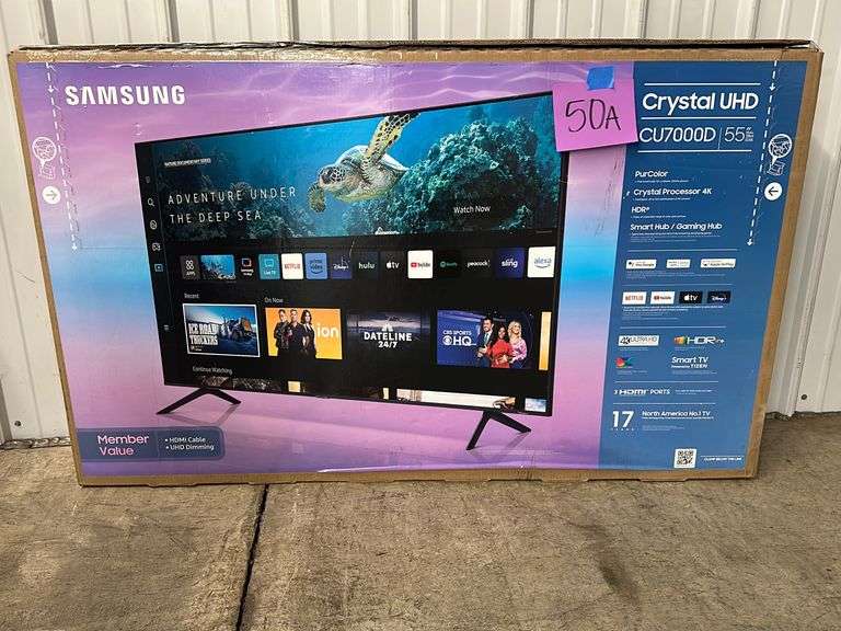 SAMSUNG 55" CU7000D 4K SMART TV IN BOX - Earl's Auction Company