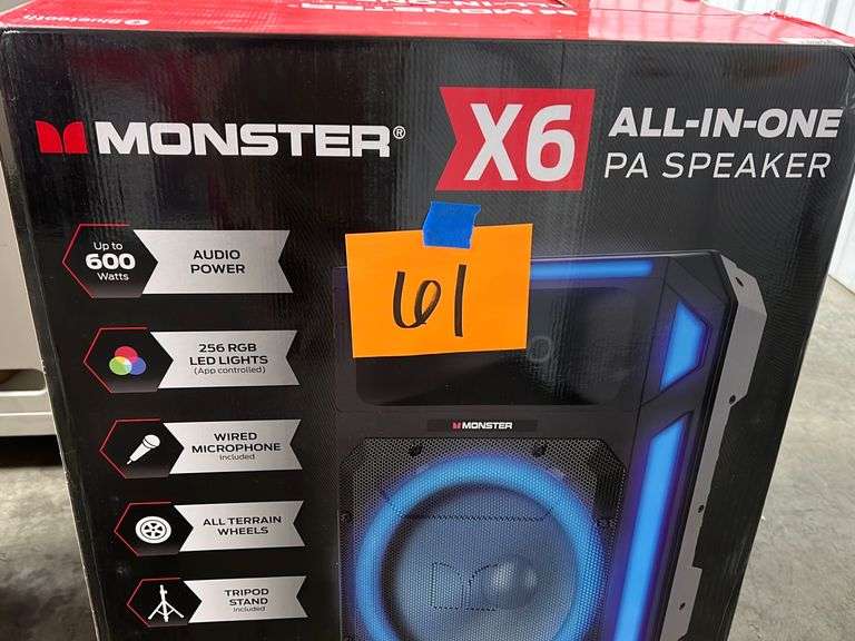MONSTER X6 ALL IN ONE PA SPEAKER IN BOX - Earl's Auction Company
