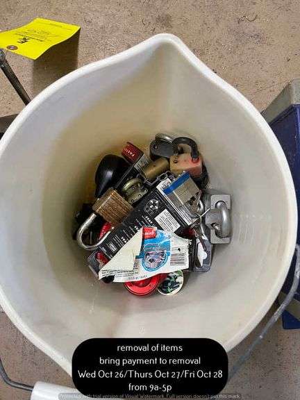 BUCKET OF LOCKS WITH KEYS - EK Auctioneers LLC