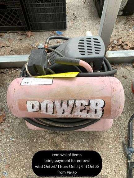POWER PLUS AIR COMPRESSOR-WORKS,USED ON YARD - EK Auctioneers LLC