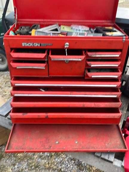 STACK ON PROFESSIONAL 10 DRAWER TOOL BOX WITH ASSORTED TOOLS 26X12X20 ...