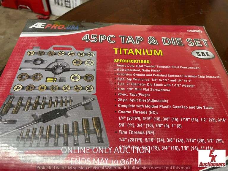 ATE PRO (45PC) TITANIUM SAE TAP & DIE SET - EK Auctioneers LLC