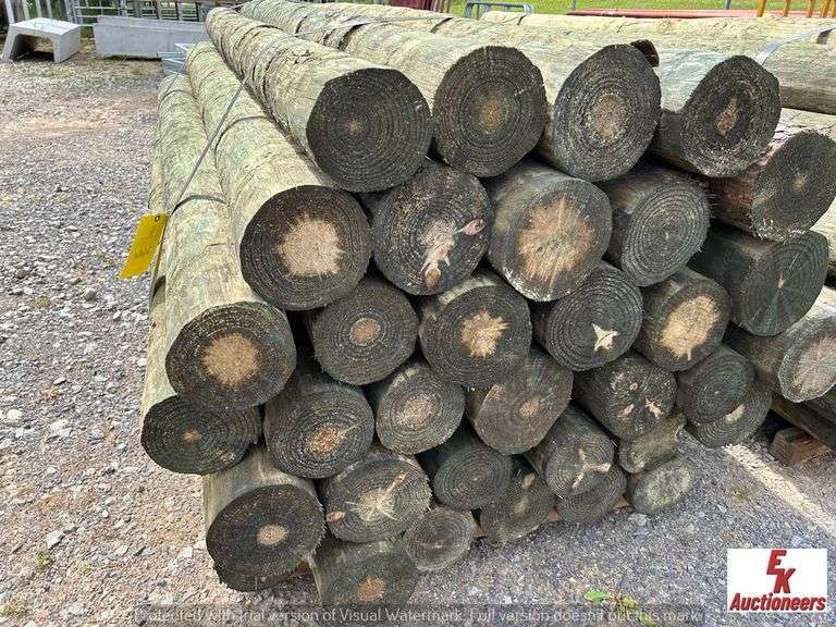 BUNDLE PRESSURE TREATED 6-7"X8' POSTS-APPROX 34 IN BUNDLE - EK ...
