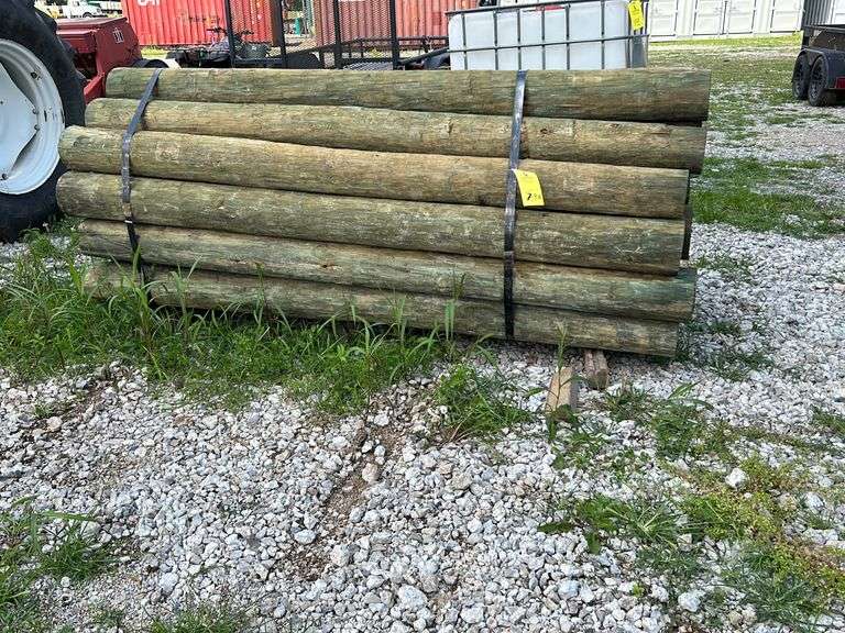 BUNDLE PRESSURE TREATED 6"-7" X 8' POSTS--APPROX 35 IN BUNDLE - EK ...