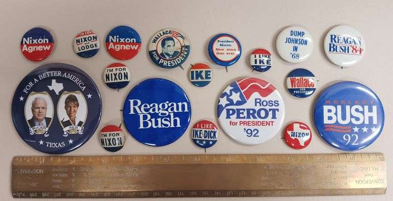 18) Presidential Campaign Button Pins - ELCO Auctions