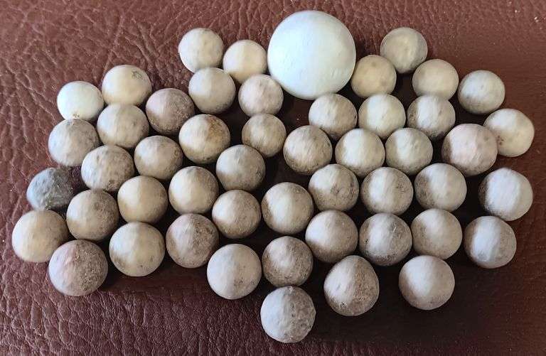 Antique 19th Century Handmade Clay Marbles, 49 Regular Size Marbles & 1 ...