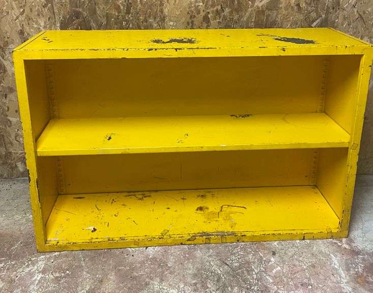 Large Two Metal Shelf yellow shelving unit - Estate Rescue Queens