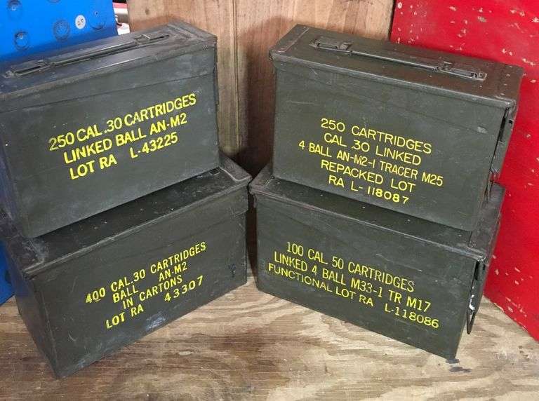 4 Vintage REAL Military ammo boxes - Estate Rescue Queens