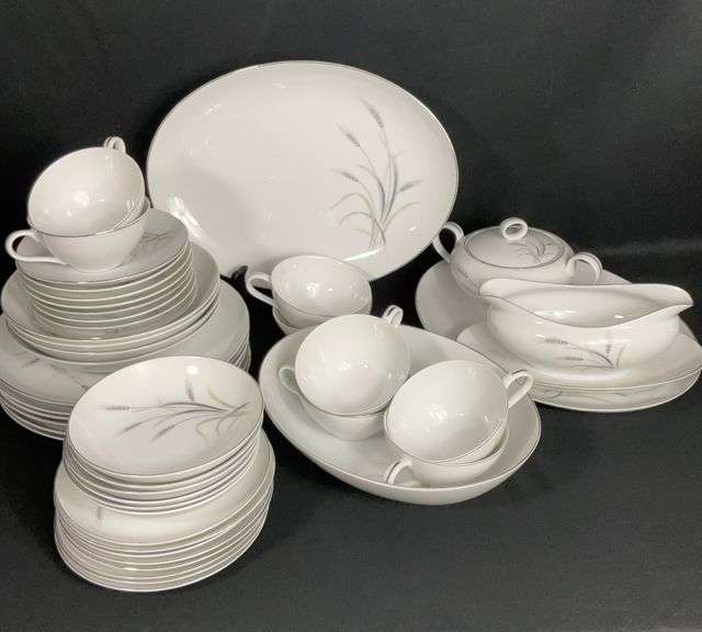 45 Piece Kaysons Fine China Japan Silver Rhythm - Estate Rescue Queens