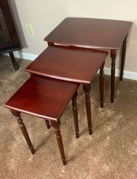Solid Cherry Wood Nesting Tables 15”D x 20”W X 19”H - Estate Rescue Queens