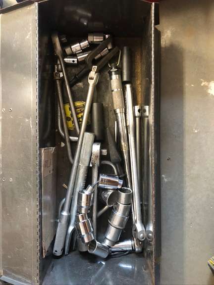 Power-Kraft Tool Box with Impact Wrench, Air Rachet and Wrench Tools ...