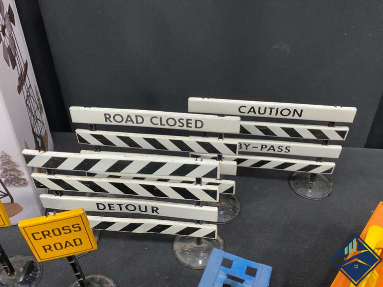 Box of Misc Vintage Toys, Windmill & Road Signs - Estate Details