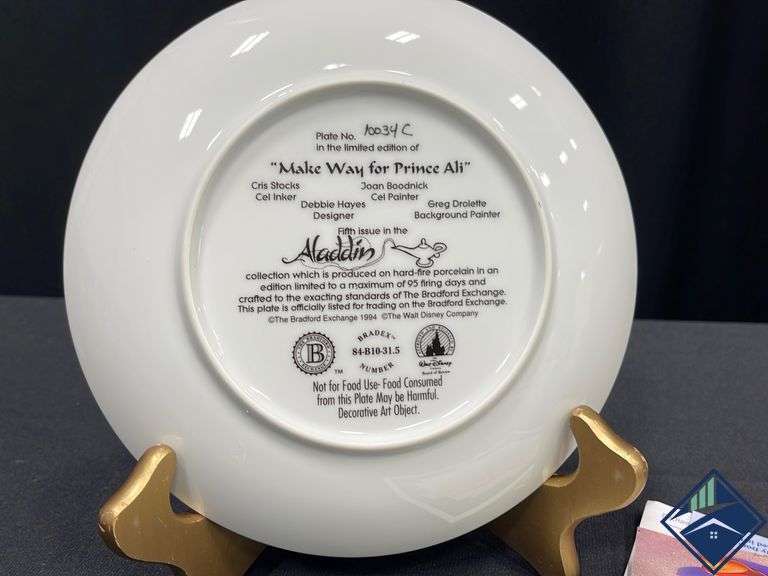 The Bradford Exchange Walt Disney Numbered Aladdin Plates - Estate Details