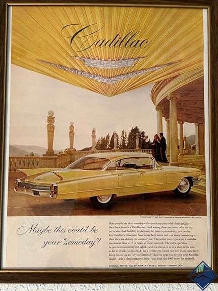 (6) Vintage Car Magazine Advertisement Print Ads Framed - Estate Details
