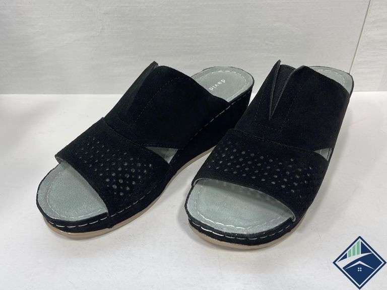 David Tate Twinkle Black Suede Platform Slide Size 9.5M - Estate Details