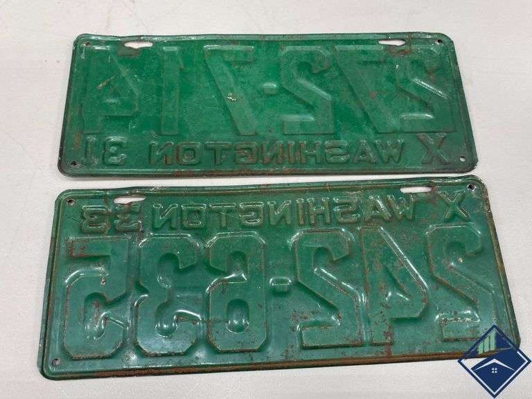 Vintage Washington State License Plates - Estate Details