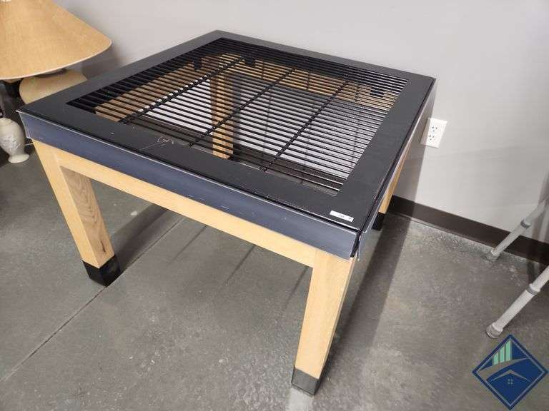 Wood Legged & Metal Grated Topped Table - Estate Details