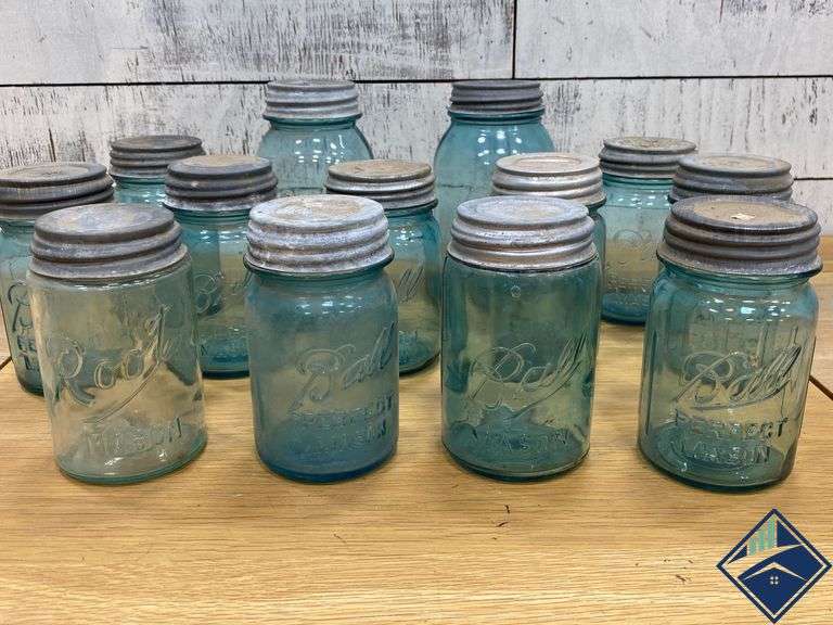Root Mason Jar & Many Blue Ball Jars - Estate Details