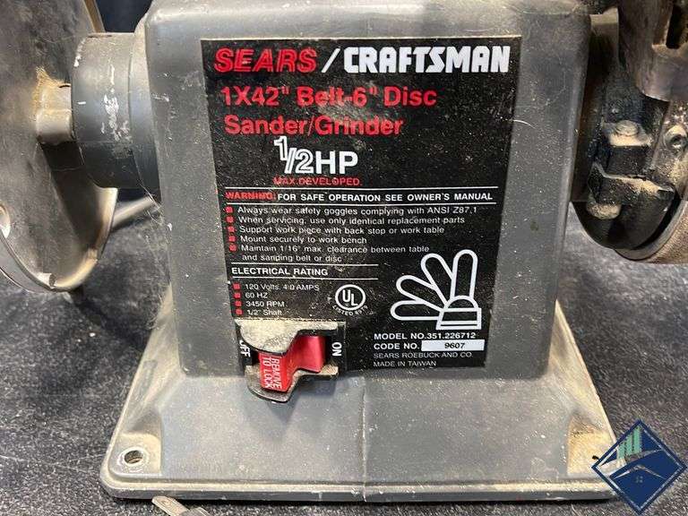 Sears Craftsman 1x42 Belt 6 Disc Sander Grinder Estate Details