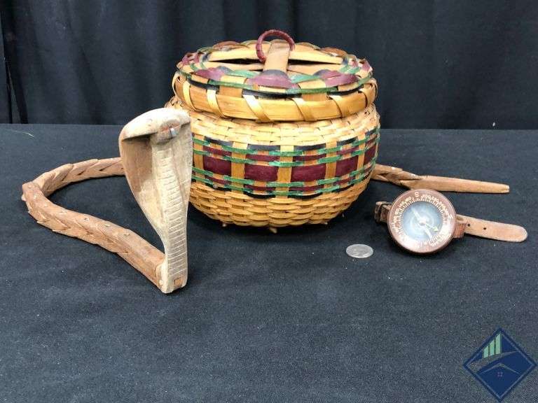 Native Basket, US Army Compass, & Handmade Wood Cobra - Estate Details