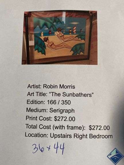 Robin Morris "The Sunbathers" Serigraph Edition 166/350 Framed - Estate Details