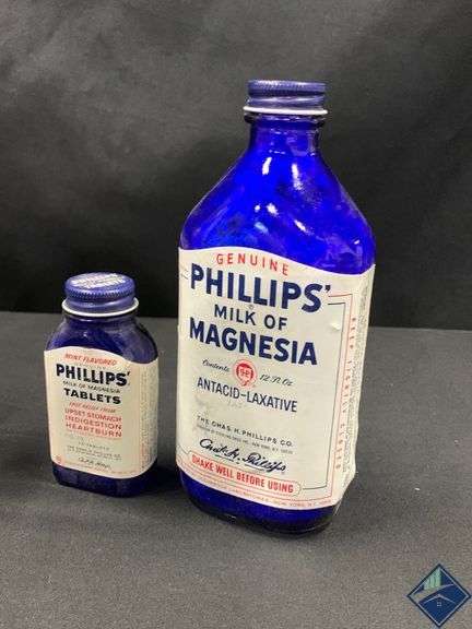 Phillips Milk if Magnesia & Tablets Vintage Glass Bottles - Estate Details