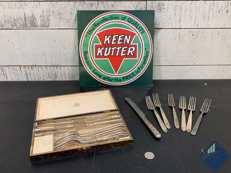 Keen Kutter Silverware Set & Metal Sign - Estate Details