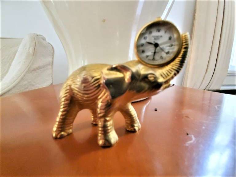 Miniature Elephant Clock - 2.5" Tall - Estate Sales RVA