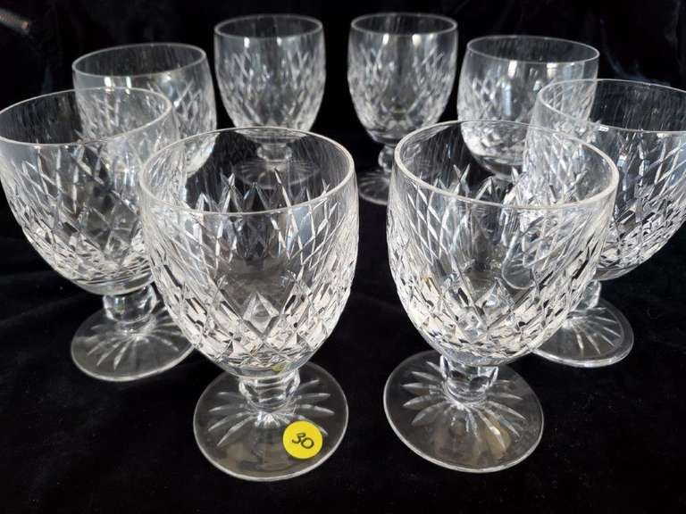 Waterford Footed Water Goblets / Wine Glasses - Set of 8 - Estate Sales RVA