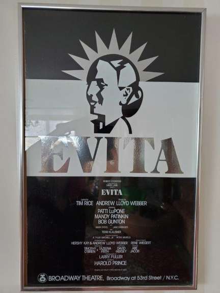 Original Framed Broadway Poster - "Evita" at Broadway Theatre - Estate ...