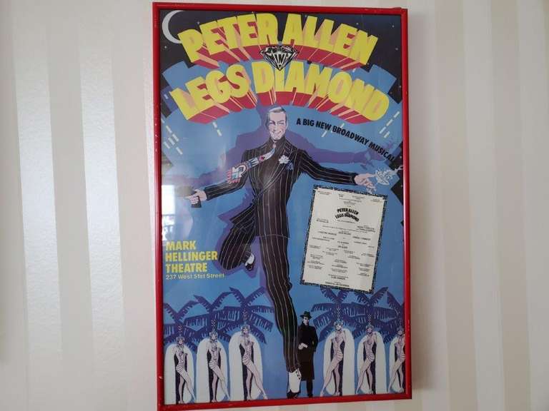 Original Framed Broadway Poster - Peter Allen - "Legs Diamond" - Estate ...