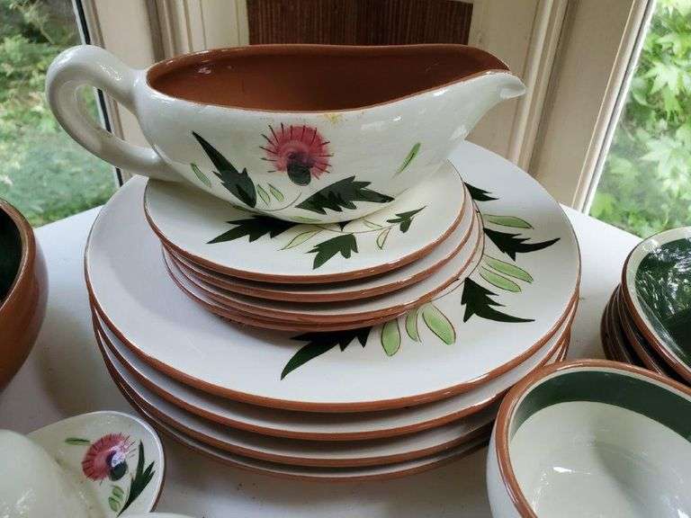 Stangl Pottery Pink Thistle Dinnerware - 4 Place Setting, Sugar ...