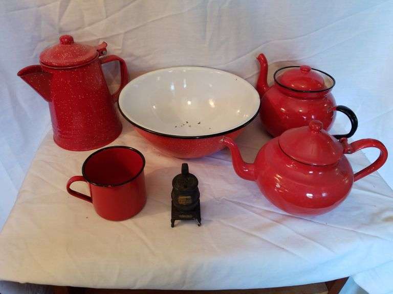 Kitchen - enamel ware and teapots - Auction Services LTD