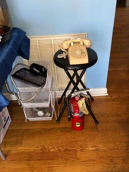 Telephone, stool, fire extinguisher - Auction Services LTD