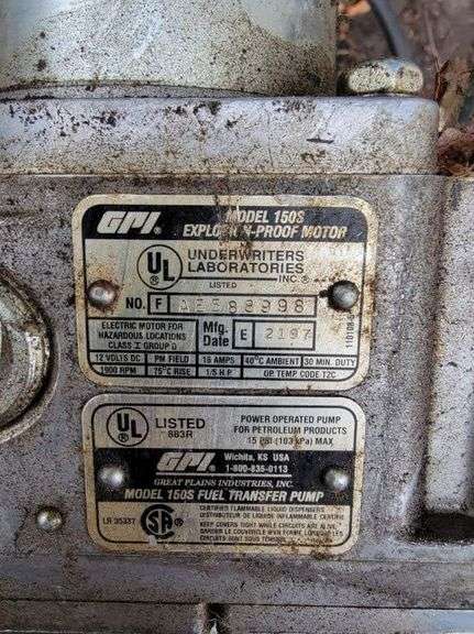 GPI Model 150S Fuel Transfer Pump, 1/5hp, 12 Volt - Fragodt Auction and ...