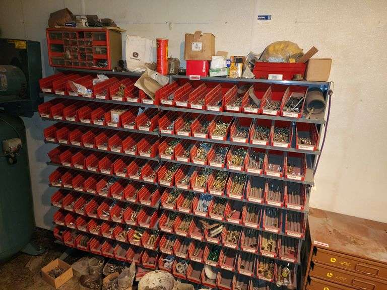 Large Bolt Bin Rack and All Contents - Fragodt Auction and Real Estate LLC
