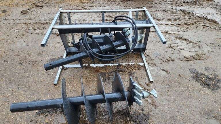 Skid Loader Quick Attach Post Hole Auger, 12" + 18" Augers with Hoses ...
