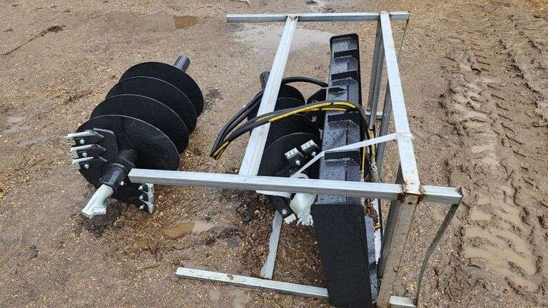 Skid Loader Quick Attach Post Hole Auger, 12" + 18" Augers with Hoses ...