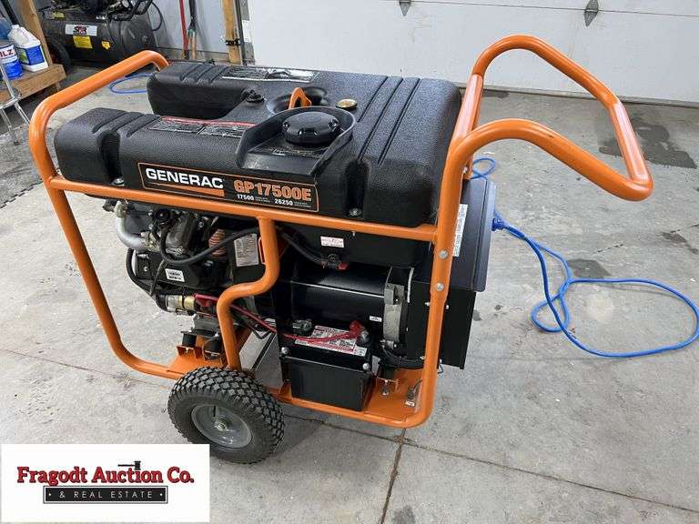 Generac Generator, GP 17,500E, 8.3 Hours, Gas, 17,500 Watts, Electric ...