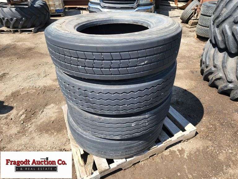 (4) Mixed 295/75R22.5 Tires, General, 2 – Bridgestone, and Firestone ...