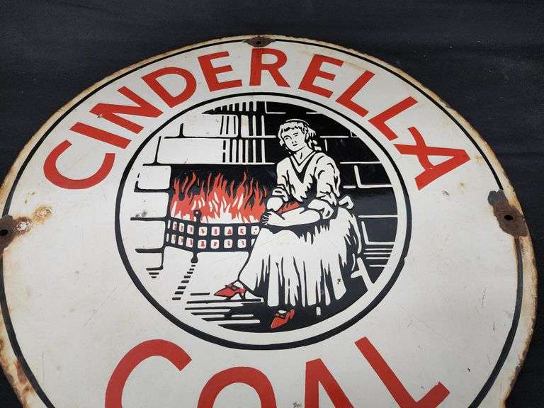 Porcelain Cinderella Coal Sign, Approx 18" Wide - Fragodt Auction and ...